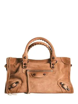 Balenciaga Le City Small Suede Top-handle Bag - Camel