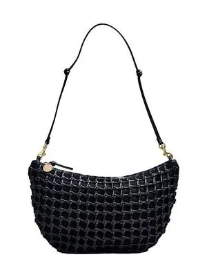 Clare V. Petit Moyen Shoulder Bag - Black Woven