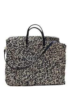 Clare V. Summer Simple Raffia Tote - Black & White