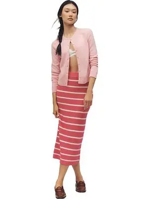 English Factory Fitted Knit Midi Skirt - Pink Stripe