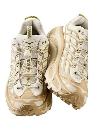 HOKA® Mafate Three2 Wordmark Sneakers - Khaki/oatmilk