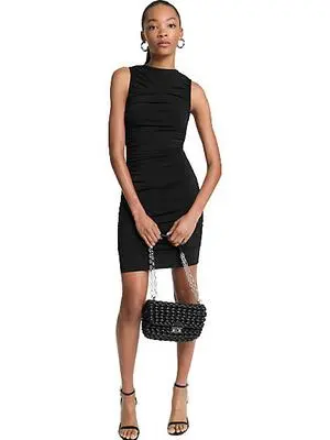 Michael Kors Ruched Stretch Mini Dress - Black
