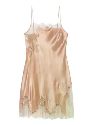 Carine Gilson Calais Caudry-lace Silk Nightdress - Neutrals