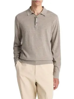 Vince Featherweight Merino Wool-cashmere Polo Sweater - Gray