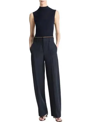 Vince Rib-trim High-waist Trouser - Black