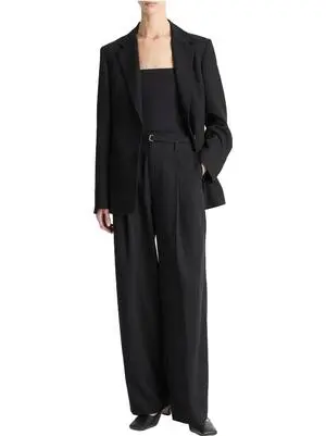 Vince High-waisted Pleated Wide Leg Trousers - Black