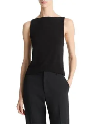 Vince Matte Jersey Boat-neck Tank - Black
