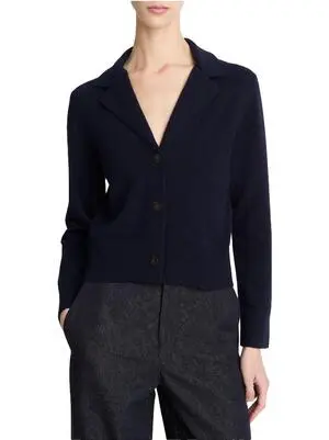 Vince Wool And Cashmere-blend Lapel Cardigan - Black