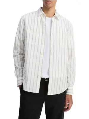Vince Port Stripe Cotton Button-front Shirt - White