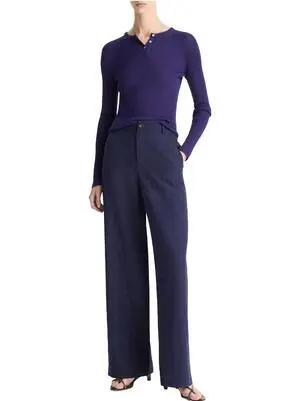 Vince Textured Relaxed Wide-Leg Pant Red