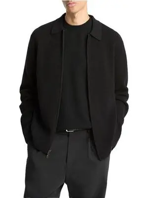 Vince Wool-blend Two-way Zip Cardigan - Black