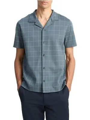 Vince Windowpane Jacquard Cotton-blend Cabana Shirt - Blue
