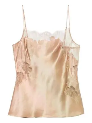 Carine Gilson Calais Caudry-lace Silk Camisole - Neutrals