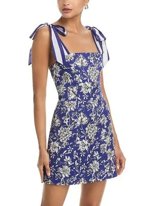 Alice + Olivia Floral Tie Shoulder Dress - Blooming Wild Indigo