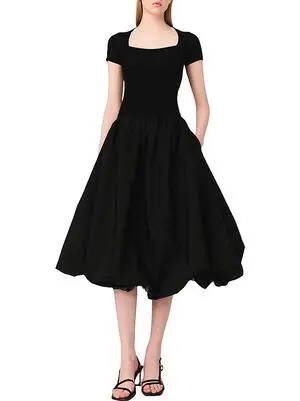 Maje Knit And Taffeta Maxi Dress - Black