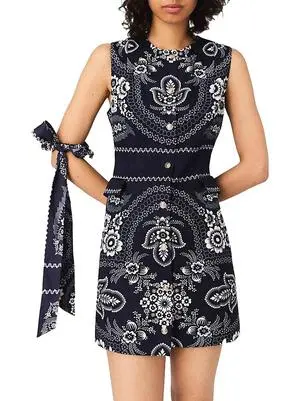 Maje Patterned Shift Dress - Navy Bandana