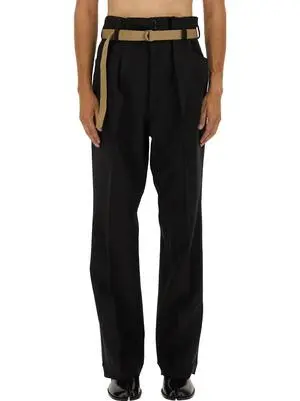 MAISON MARGIELA Pants With Pleats And Belt - Black