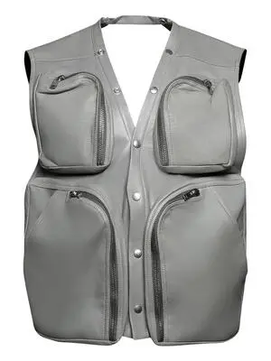 Rick Owens Leather Padded Cargo Vest - Blue