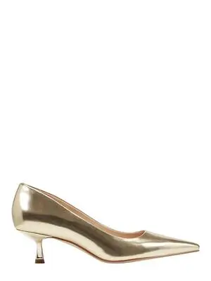 Marc Fisher Calynna Metallic Leather Kitten-Heel Pumps Oro