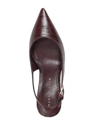 Marc Fisher Dorie Croc-Embossed Slingback Pumps Red