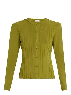 Rosetta Getty Ribbed Crewneck Cardigan - Olive