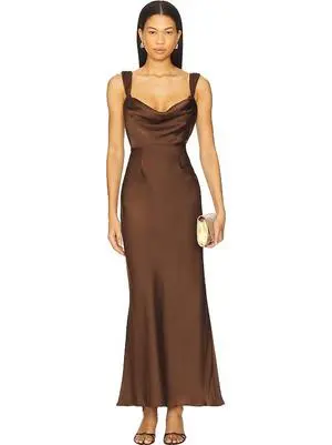 RUNAWAY THE LABEL Margot Maxi Dress - Chocolate