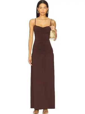WeWoreWhat Ruched Front Scoop Maxi Dress - Chestnut