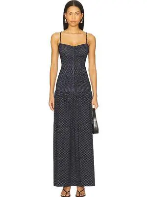 WeWoreWhat Ruched Front Scoop Maxi Dress - Navy & White Mult