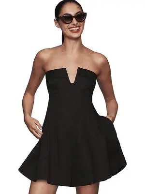 Maeve Strapless Mini Plunge-neck Romper - Black