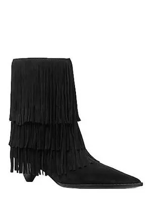 Michael Kors Jayla Suede Fringed Ankle Boots - Black