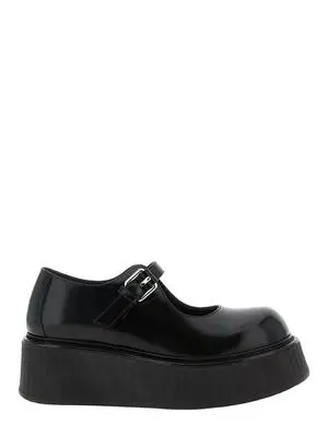 Moschino Olivia Buckle-strap Platform Ballerina Flats - Black