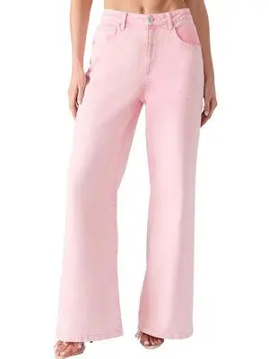 Steve Madden High-rise Wide-leg Jeans - Prism Pink