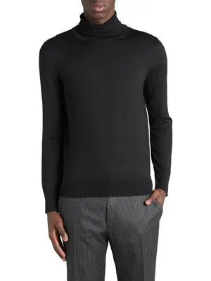Nordstrom Fine Guage Cashmere & Silk Turtleneck Sweater - Lb999 Black