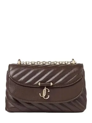JIMMY CHOO Leather Curve Cross-Body Bag Brown