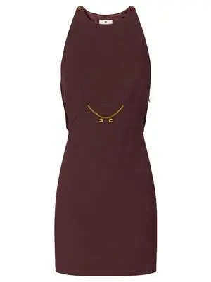 Elisabetta Franchi Double Crepe And Georgette Dress - Vinaccia