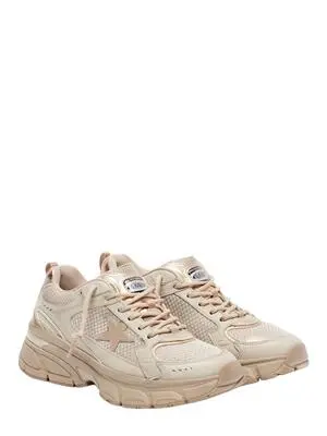 GOLDEN GOOSE Lightstar Leather-trimmed Sneakers - Beige