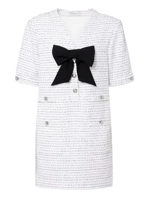 Alessandra Rich Sequined Tweed Minidress - White