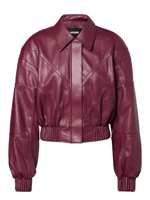 Remain Birger Christensen Cropped Bomber Jacket - Burgundy