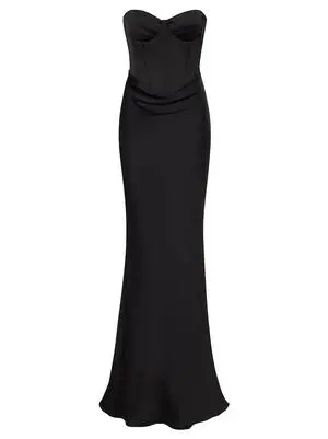 Remain Birger Christensen Draped Satin Corset Gown - Black