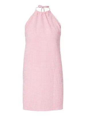 Hunza G Gingham Halterneck Seersucker Minidress - Pink