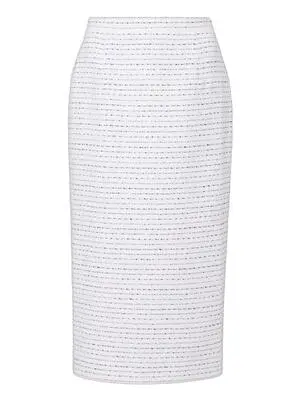 Alessandra Rich Sequined Tweed Midi Skirt - White