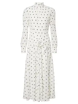 Alessandra Rich Polka Dot Silk Dress - White