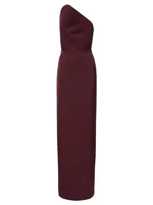 David Koma Asymmetric Satin Gown - Burgundy