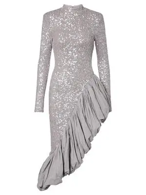 Remain Birger Christensen Sequined Asymmetric Midi Dress - Grey