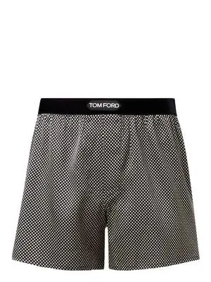 TOM FORD Logo Polka-dot Silk-blend Shorts - Black