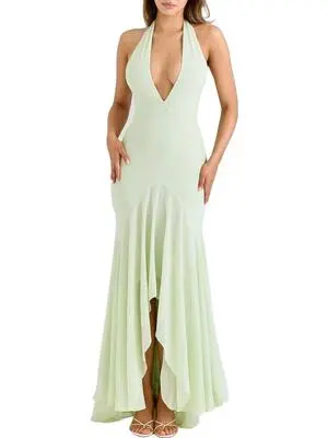 House Of Cb Tamara Halter Dress - Pistachio