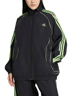 Adidas Teamgeist Oversize Recycled Polyester Track Jacket - Black/signal Green