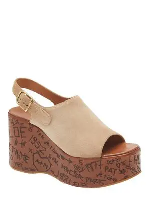 Chloé Maxime Platform Slingback Sandal Desert Sand