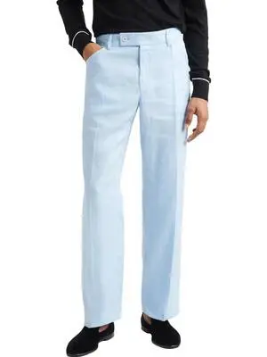 Dolce & Gabbana Pleated Linen Trousers - B1581 Azzurro