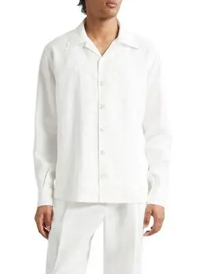 Dolce & Gabbana Long Sleeve Linen Camp Shirt - W0111 Bianco